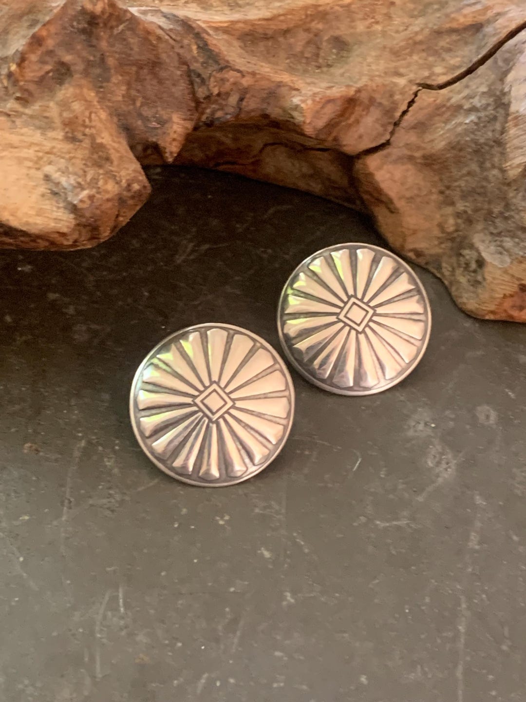 Vintage Sterling Silver Concho Studs - Etsy