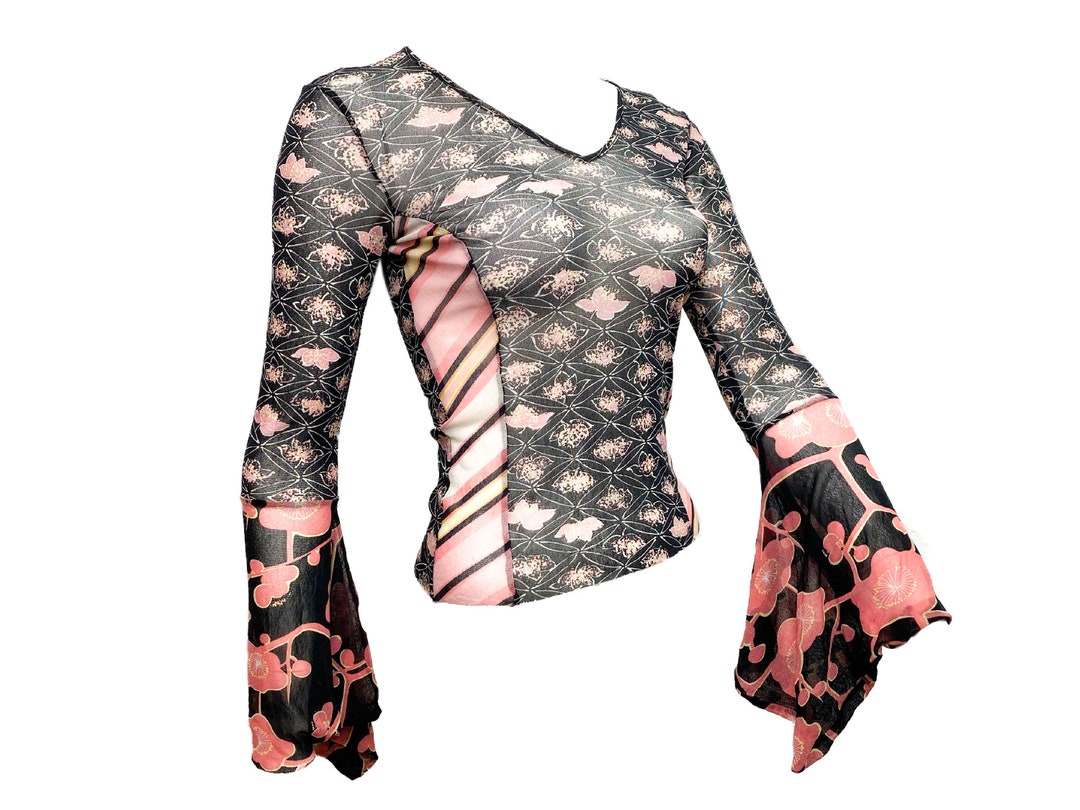 1990s Kenzo Mesh Top, 90s Mesh Top, Floral Mesh Top, Kenzo Kimono ...