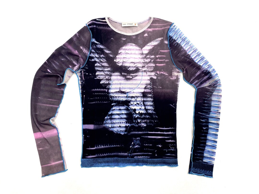 COP COPINE Mesh Top, Cherub Print, Y2k Mesh Top, Vintage Mesh Top, 90s ...