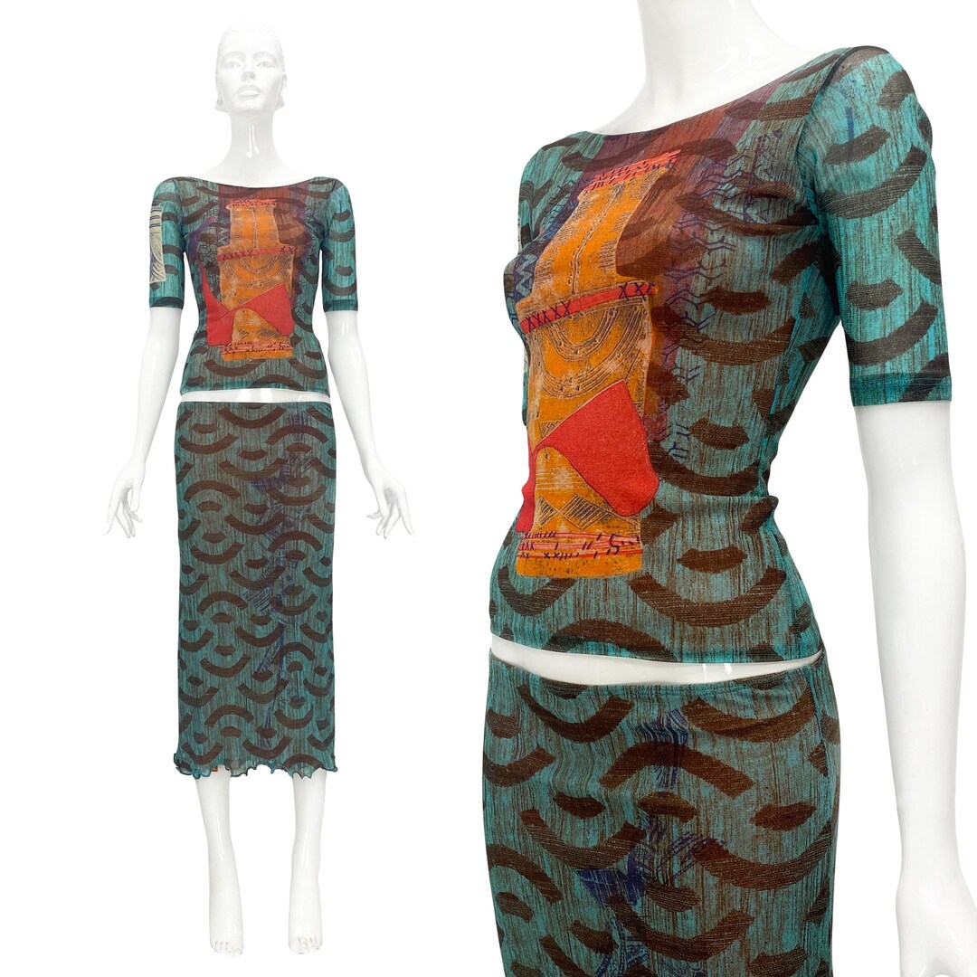 2000s Legatte Jeans, Y2k Mesh Set, Midi Length Skirt, Mesh Dress, Early ...