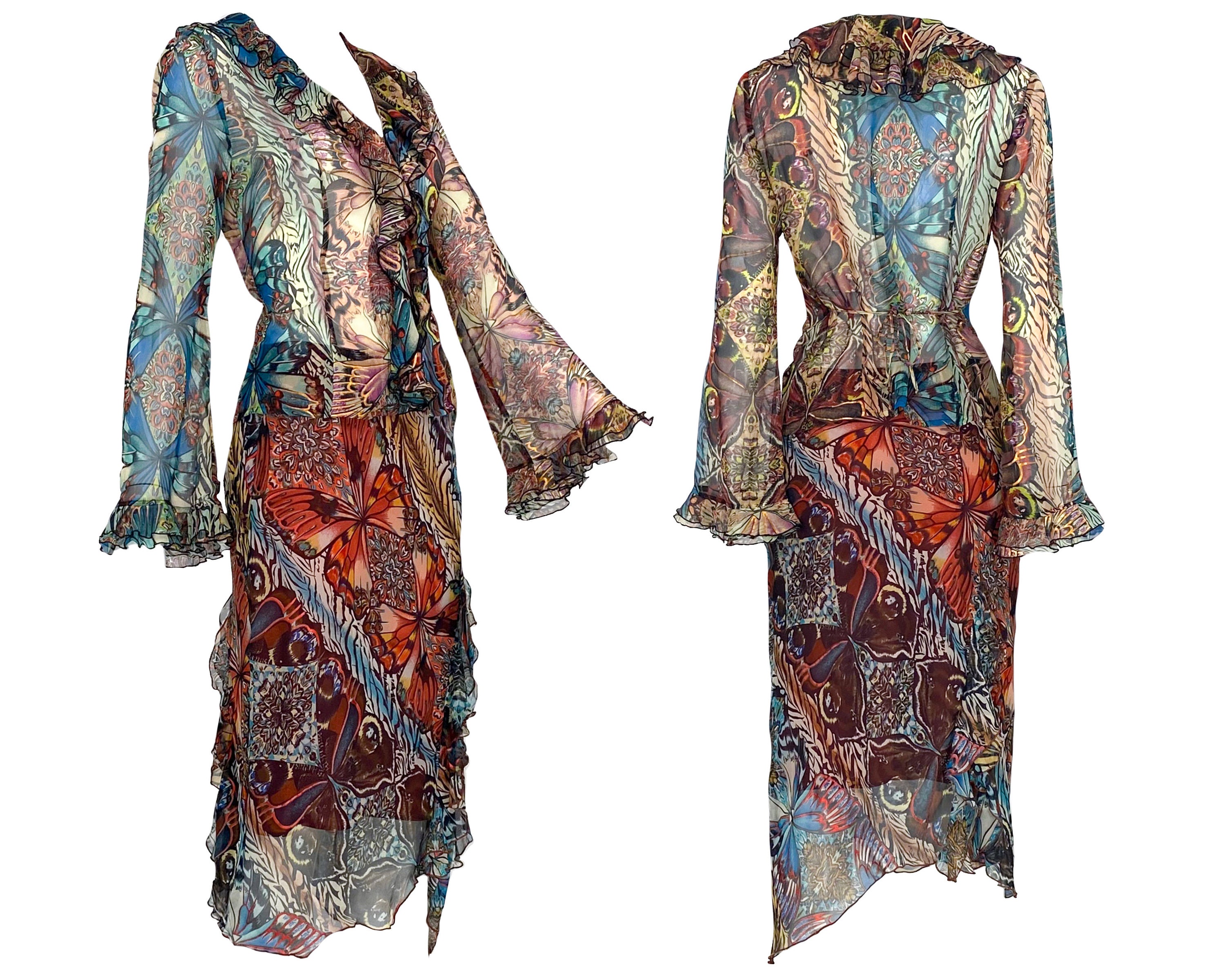 2000s Kenzo Set Kenzo Jungle Kenzo Butterfly Print Ruffled - Etsy