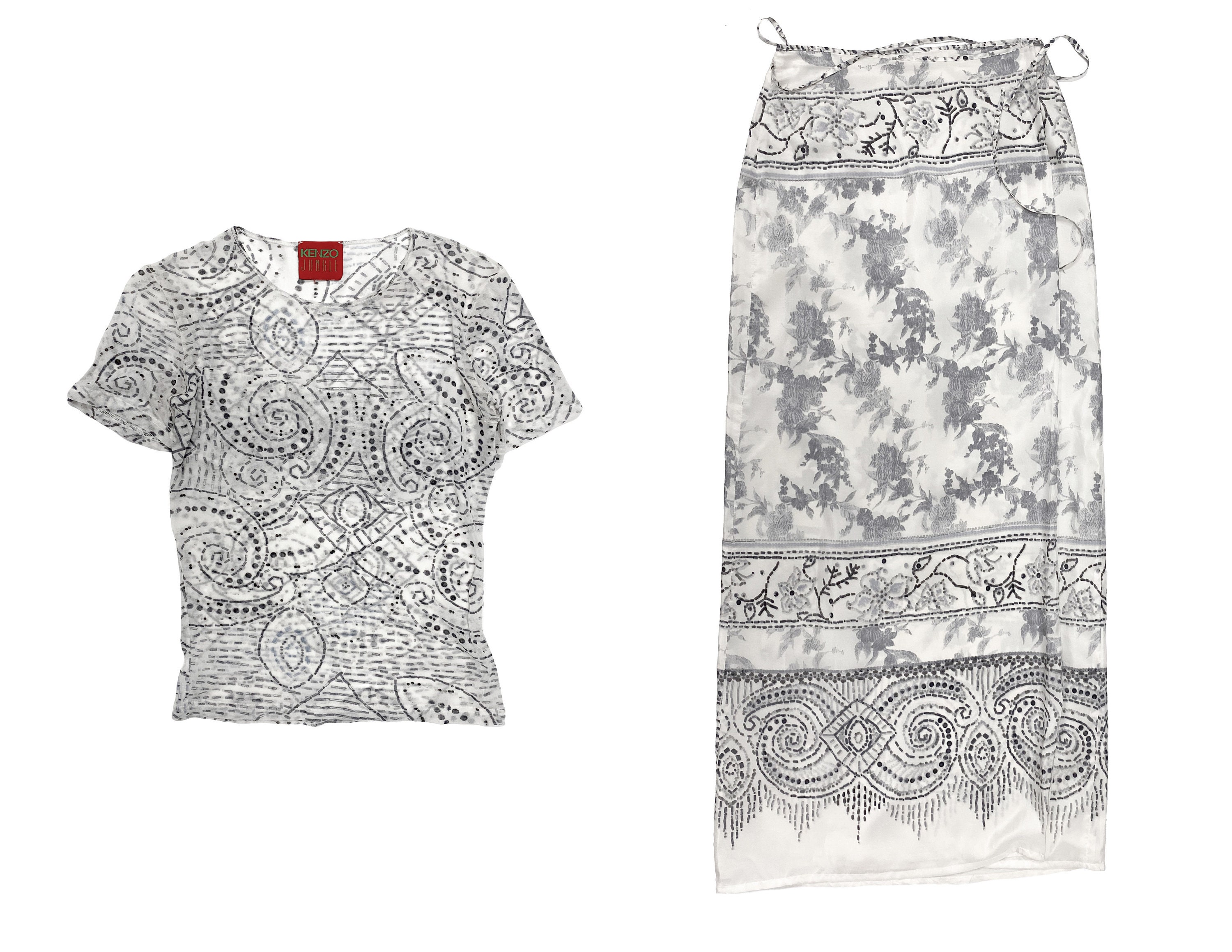 2000s Kenzo Set Kenzo Jungle Kenzo Mesh Top Kenzo Silk Wrap - Etsy