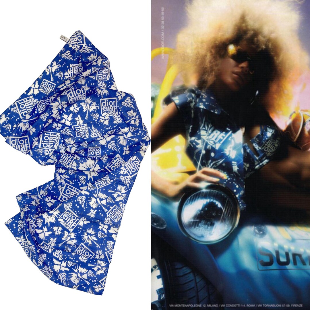 2000s Dior Surf Chick Blue Scarf, Y2k Christian Dior, Vintage Dior ...