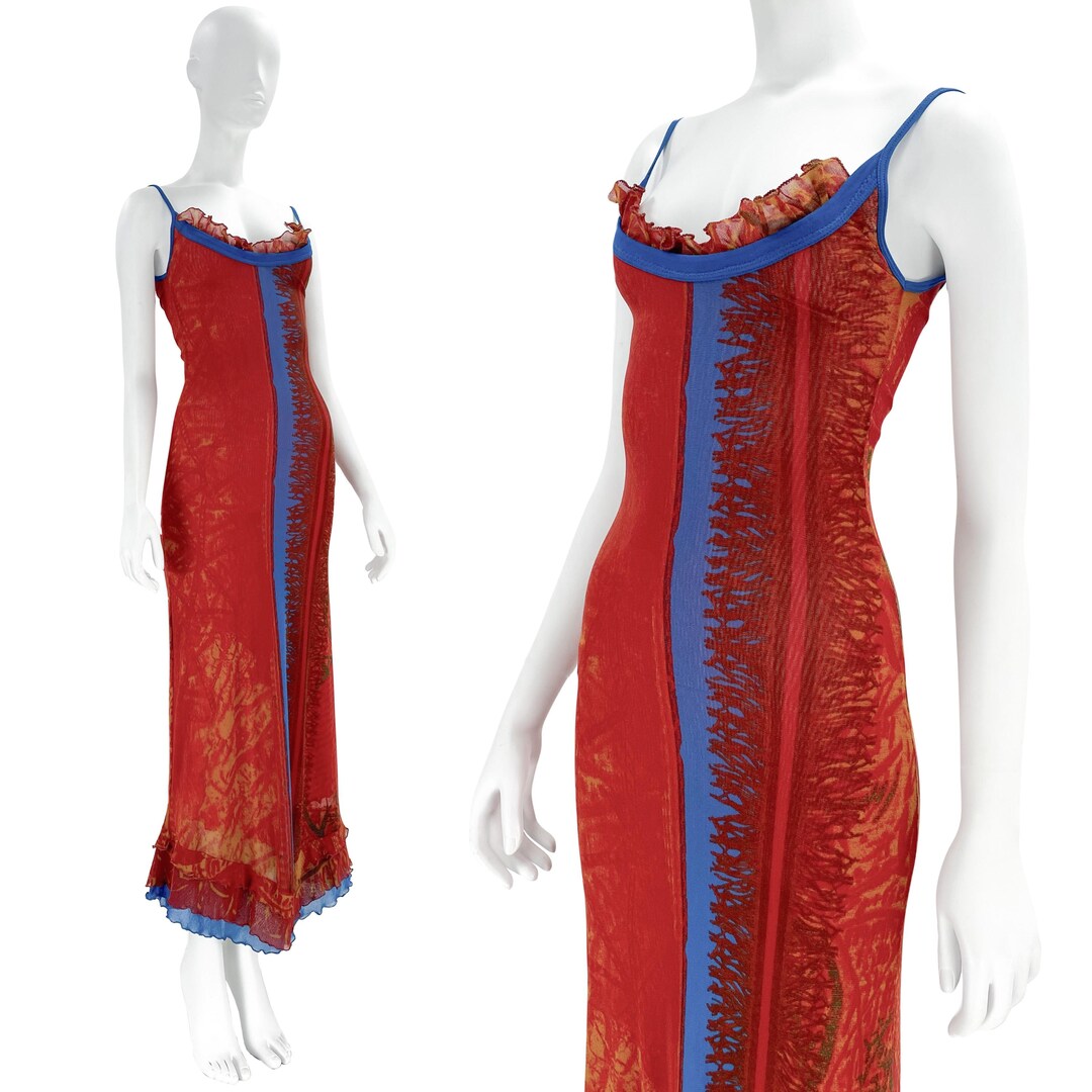 2000s Legatte Mesh Dress, Y2k Mesh Slip Dress, Asymmetrical Mesh Dress ...