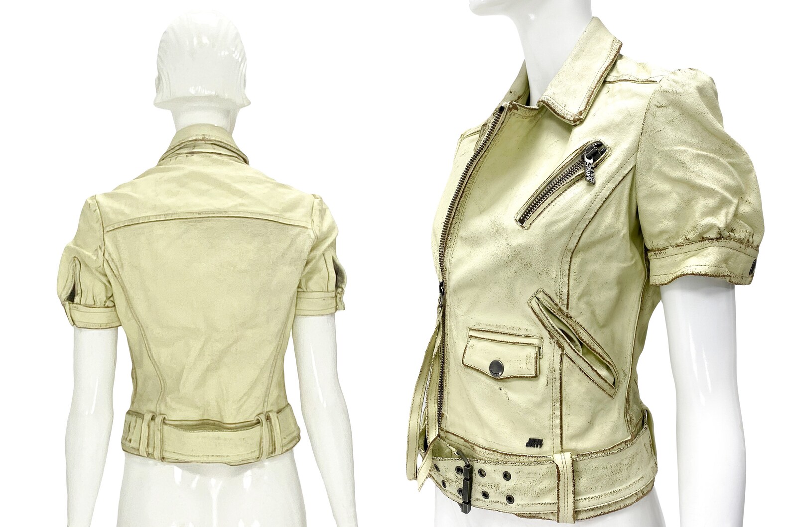 2000s Miss Sixty, Aged Leather Biker, Miss60 Leather Jacket, Short ...