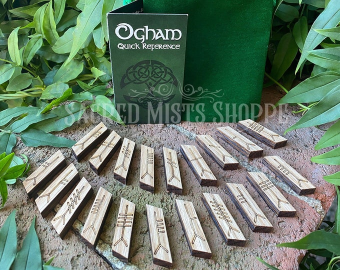 20 Celtic Tree Ogham Staves Made With Corresponding Woods With Pouch ...