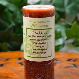 Goddess Affirmation Pillar Candle for Working With Divine Feminine, Devotion, Goddess Meditation ...