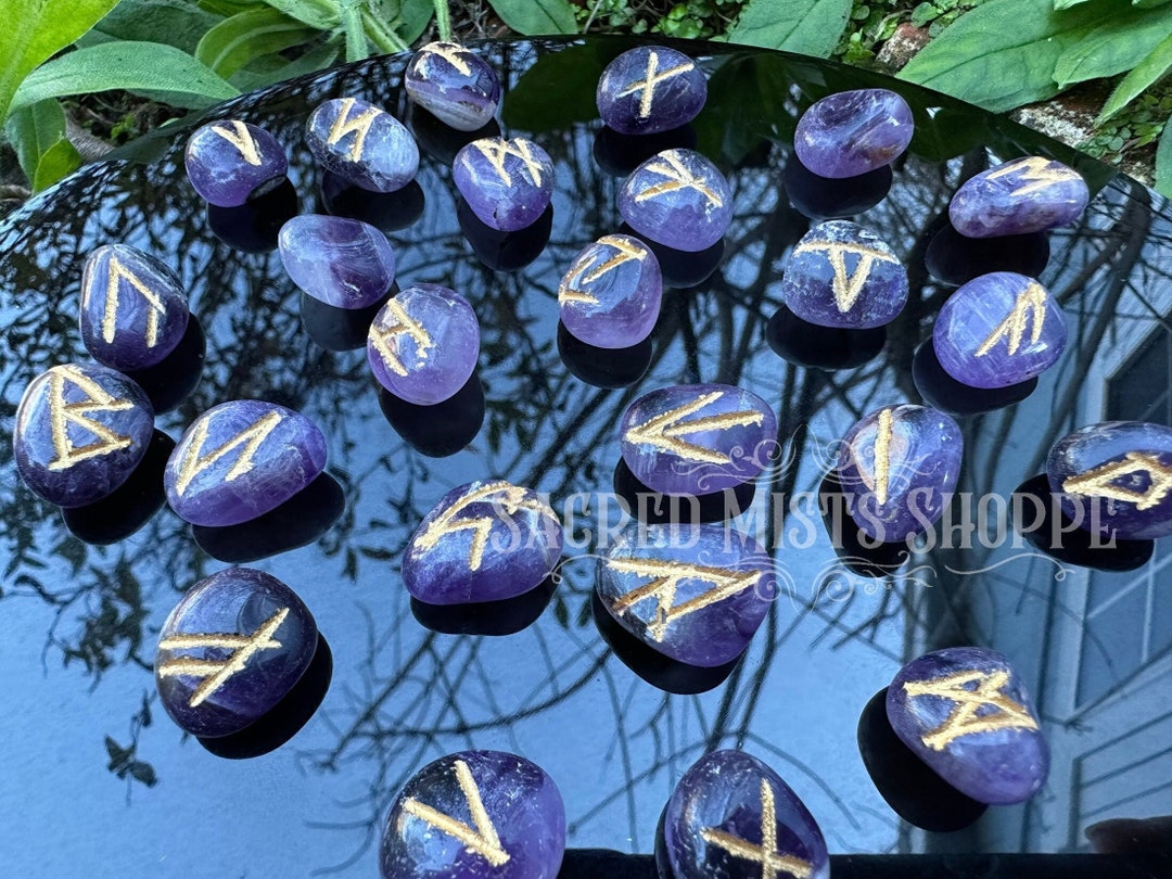 Amethyst Crystal Elder Futhark Rune Set for Divination, Spirituality ...
