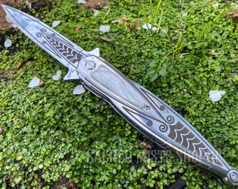 Midnight Sky Ritual Knife Folding Hybrid Athame and Boline With Blued ...