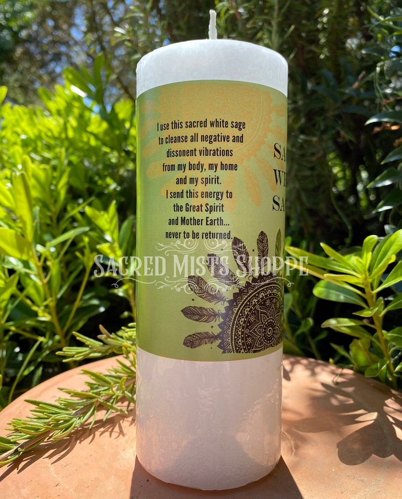 Sacred White Sage Pillar Candle for Sacred Space Cleansing | Etsy