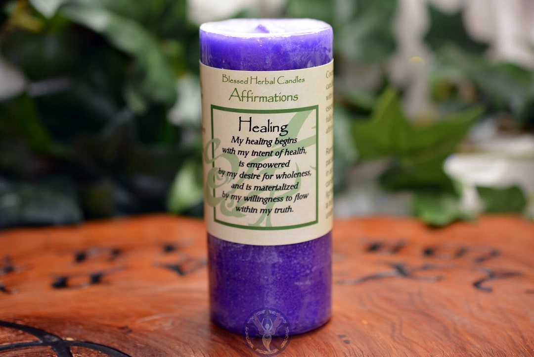 Healing Affirmation Pillar Candle for Calming, Ease Stress, Wholeness ...