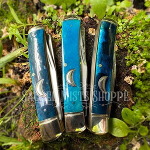 Midnight Sky Ritual Knife Folding Hybrid Athame and Boline With Blued ...