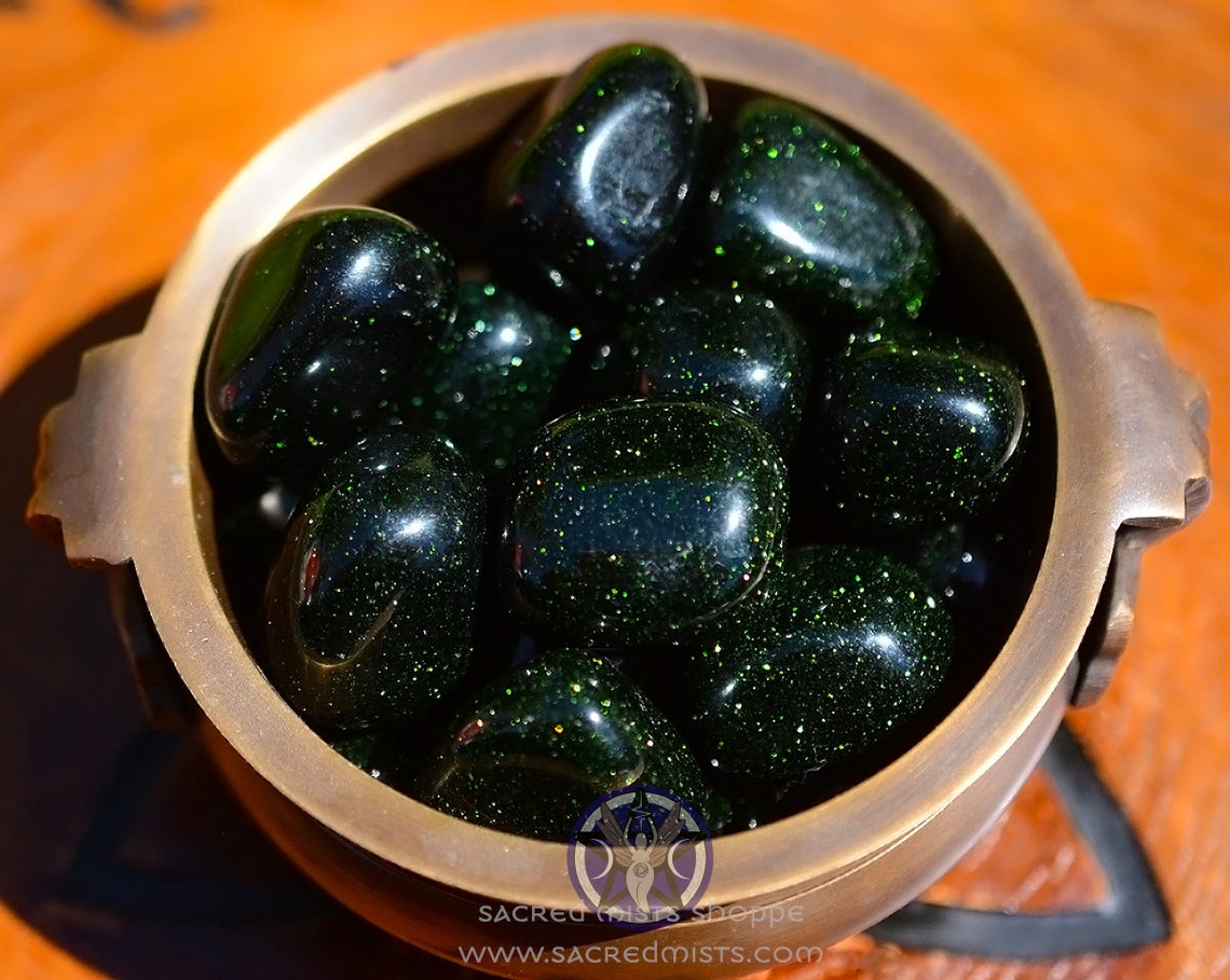 Green Goldstone Tumbled Crystal Gemstone for Growth | Etsy