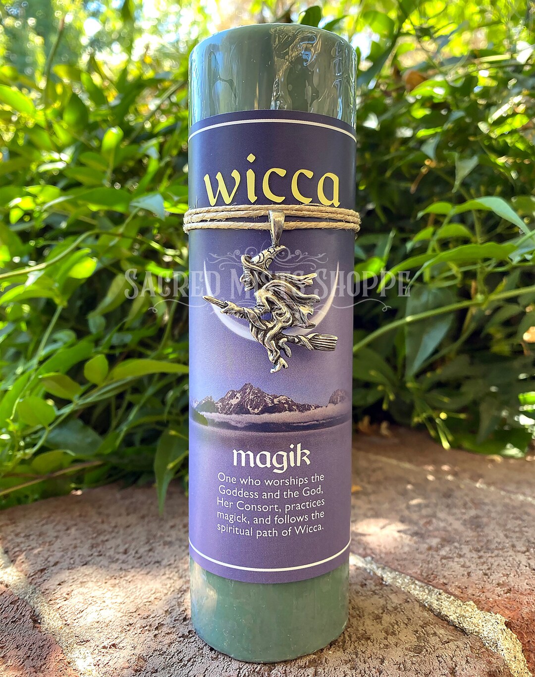 Magik Power of Wicca Pillar Candle With Pewter Witch Pendant for ...