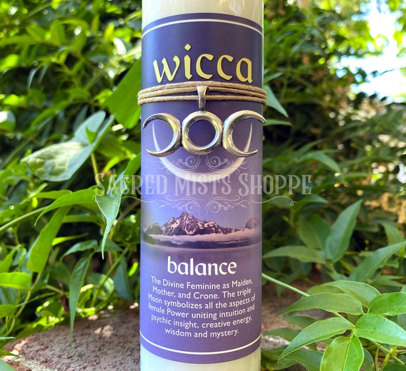 Balance Power of Wicca Pillar Candle with Pewter Pendant for | Etsy