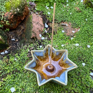 Star Lotus Incense Burner Handmade Glazed Ceramic Round Holder for ...