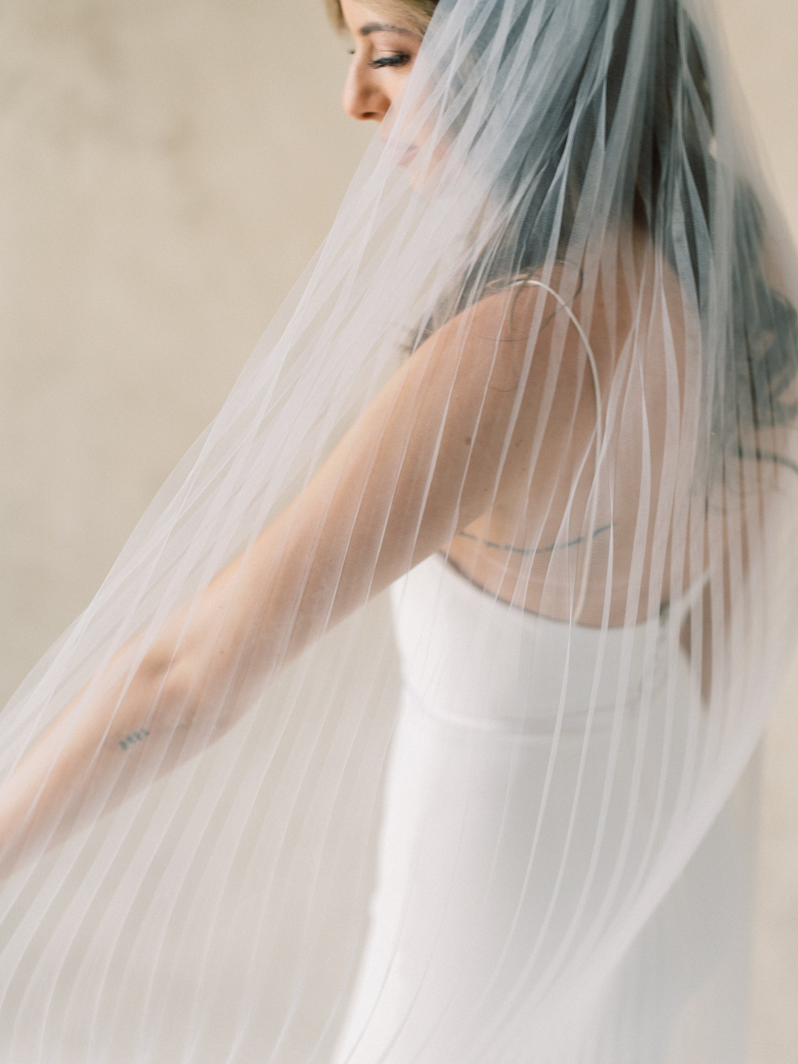 Pleated Tulle Bridal Veil, Ultra Modern Wedding Veil, Unique Wedding ...