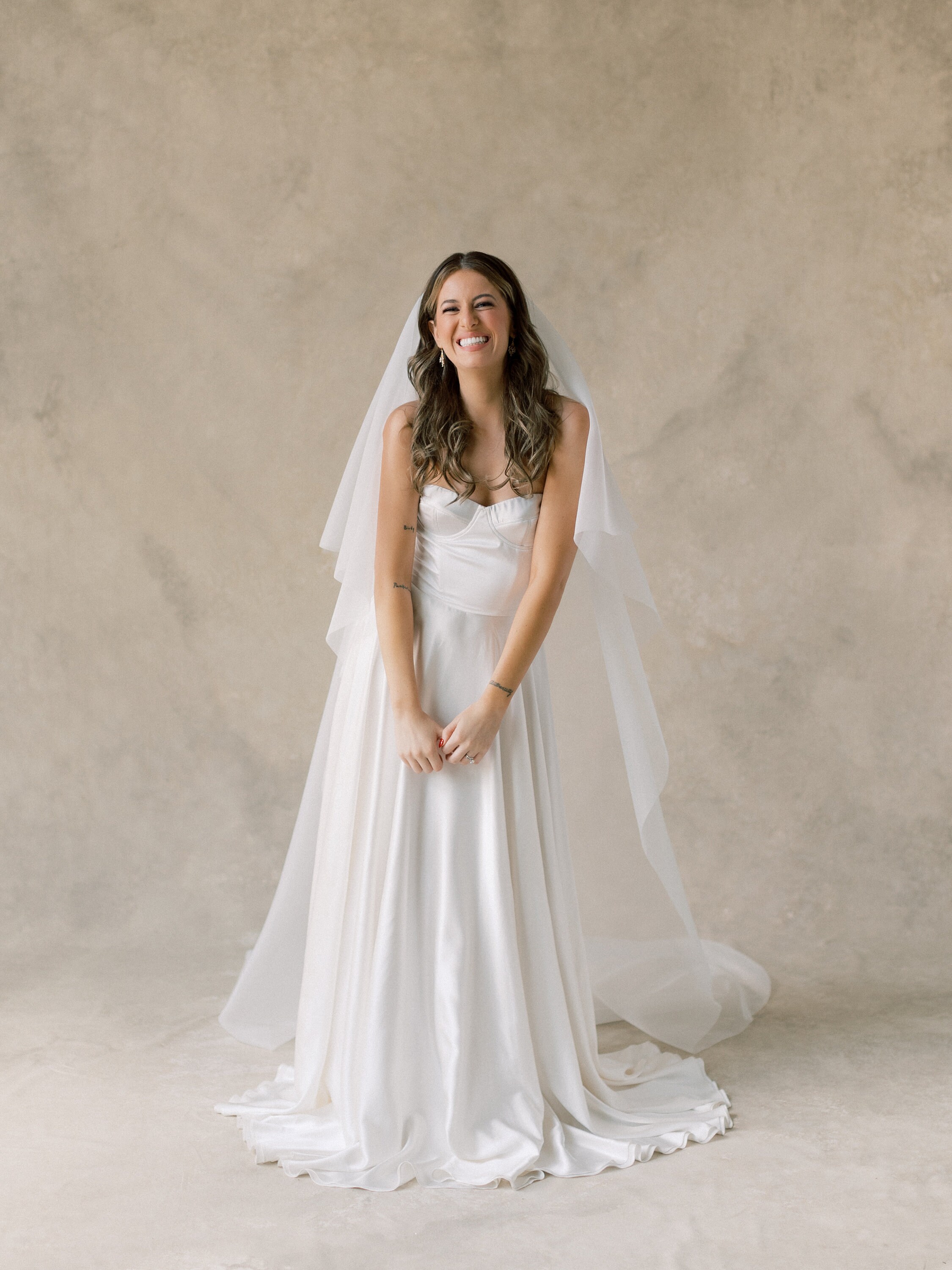 Modern Organza Bridal Veil, Circle Cut Organza Veil With Blusher ...
