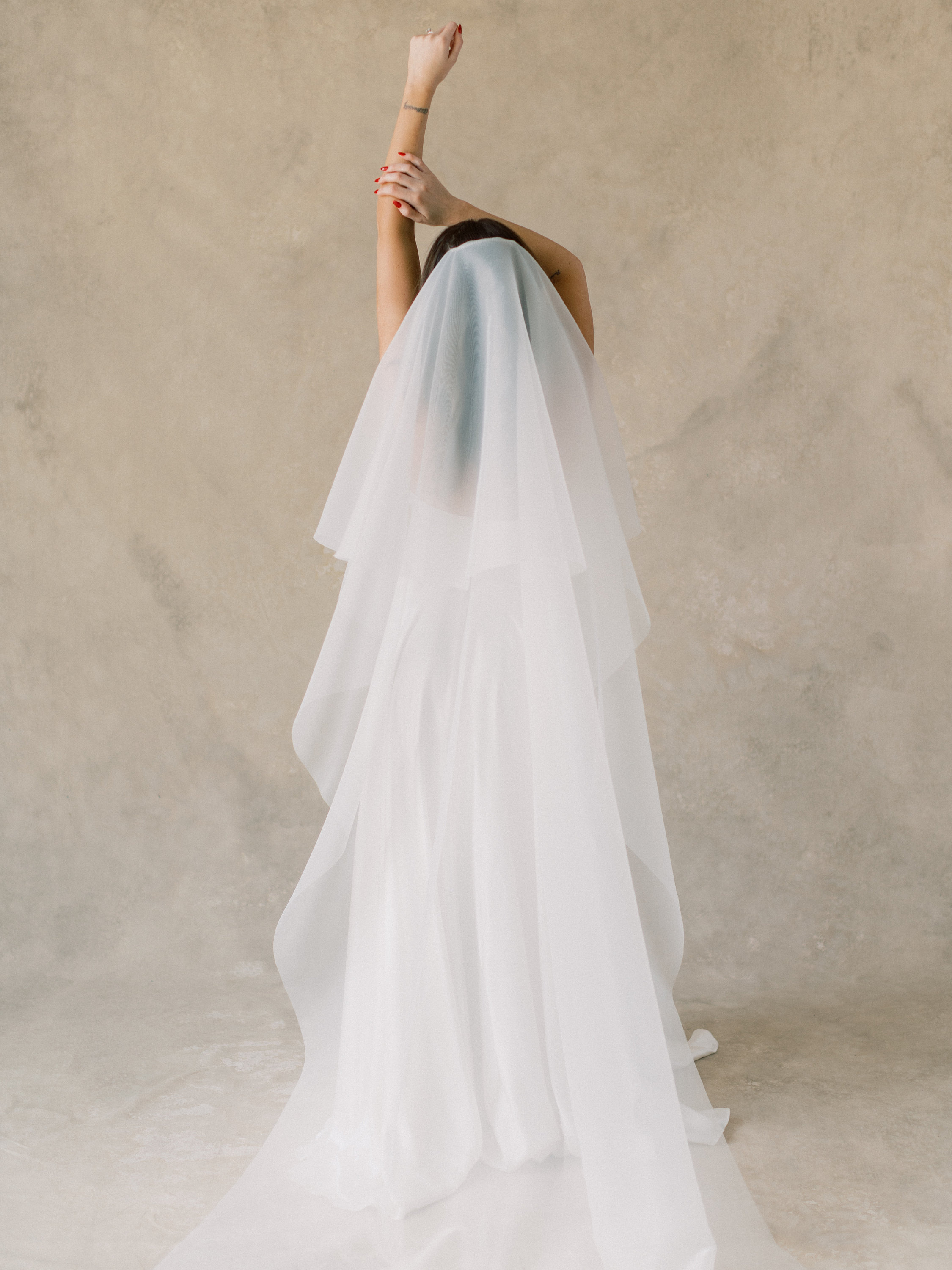 Modern Organza Bridal Veil, Circle Cut Organza Veil With Blusher ...
