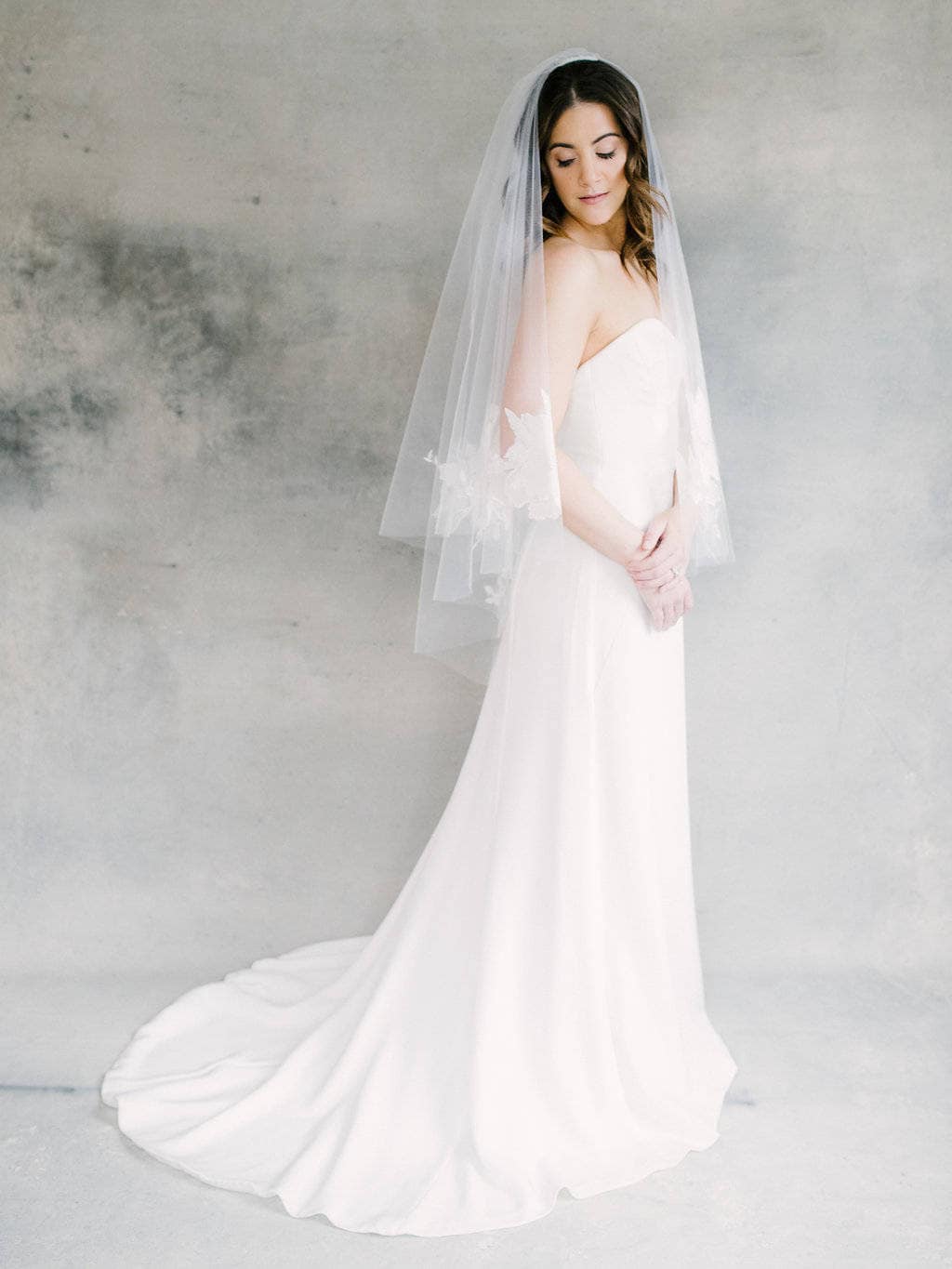 Lace Bridal Veil, Wedding Veil, Drop Veil, Floral Veil, Double Layer ...