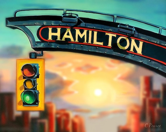 Downtown Hamilton Sign Signed Art Print FREE Shipping by | Etsy