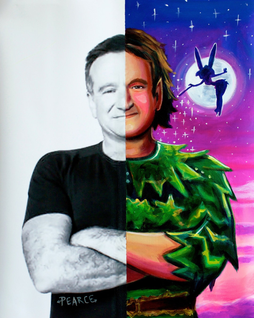 Robin Williams as Peter Pan - Signed Art Print - by Carlie Pearce - Etsy