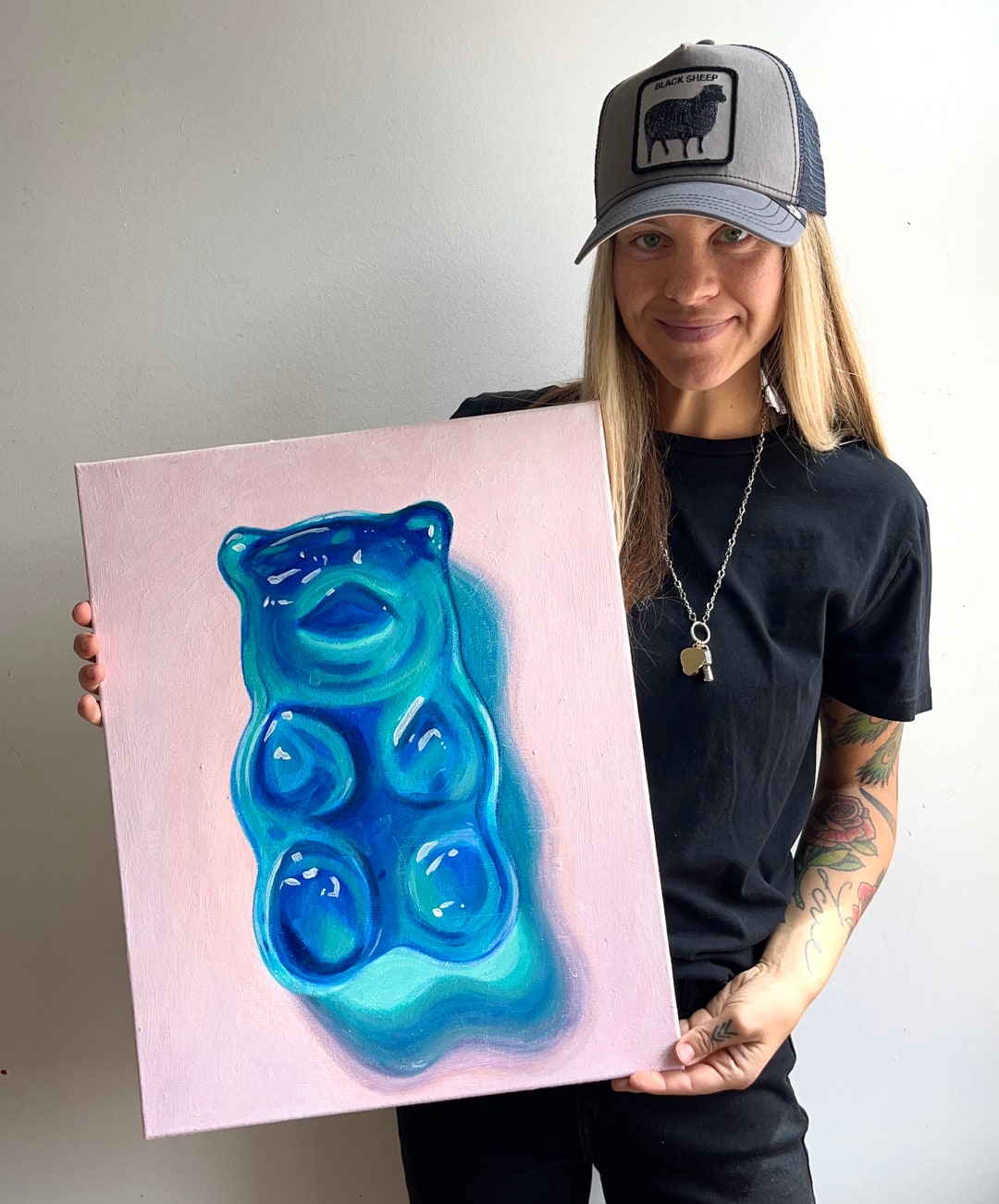 ORIGINAL PAINTING - Blue Gummy Bear - Acrylic on Canvas - by Carlie ...