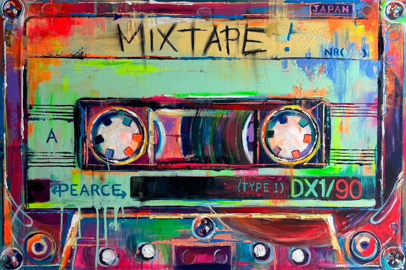 Mixtape - Canvas Print Wall Art - Cassette Tape - by Carlie Pearce - Etsy