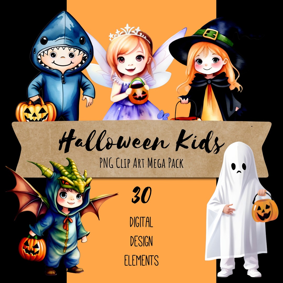 Halloween Kids in Costume Trick or Treat Clip Art Mega Bundle - Etsy UK