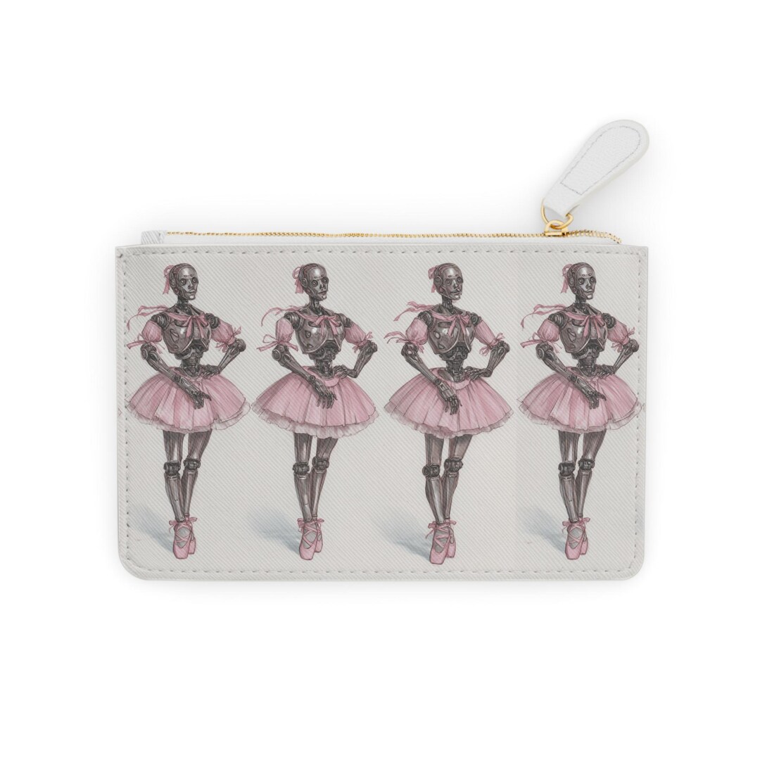 Ballet Robots Pattern Mini Clutch Bag | Pink Tutu Dancers, Zip Pouch - Etsy