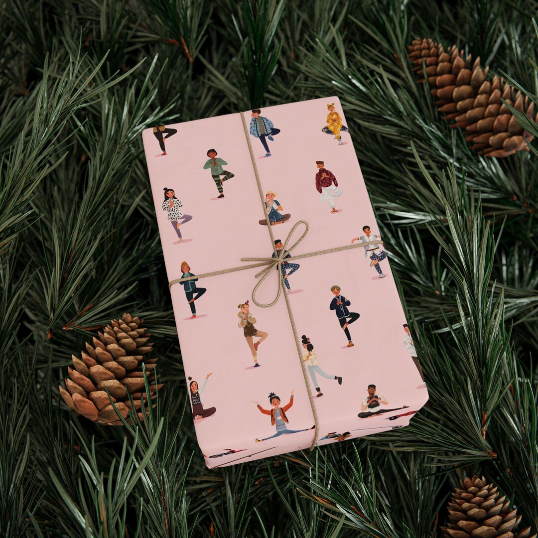 Yoga Pose Pattern Wrapping Papers | Yoga Gift Wrap | Meditation Themed ...
