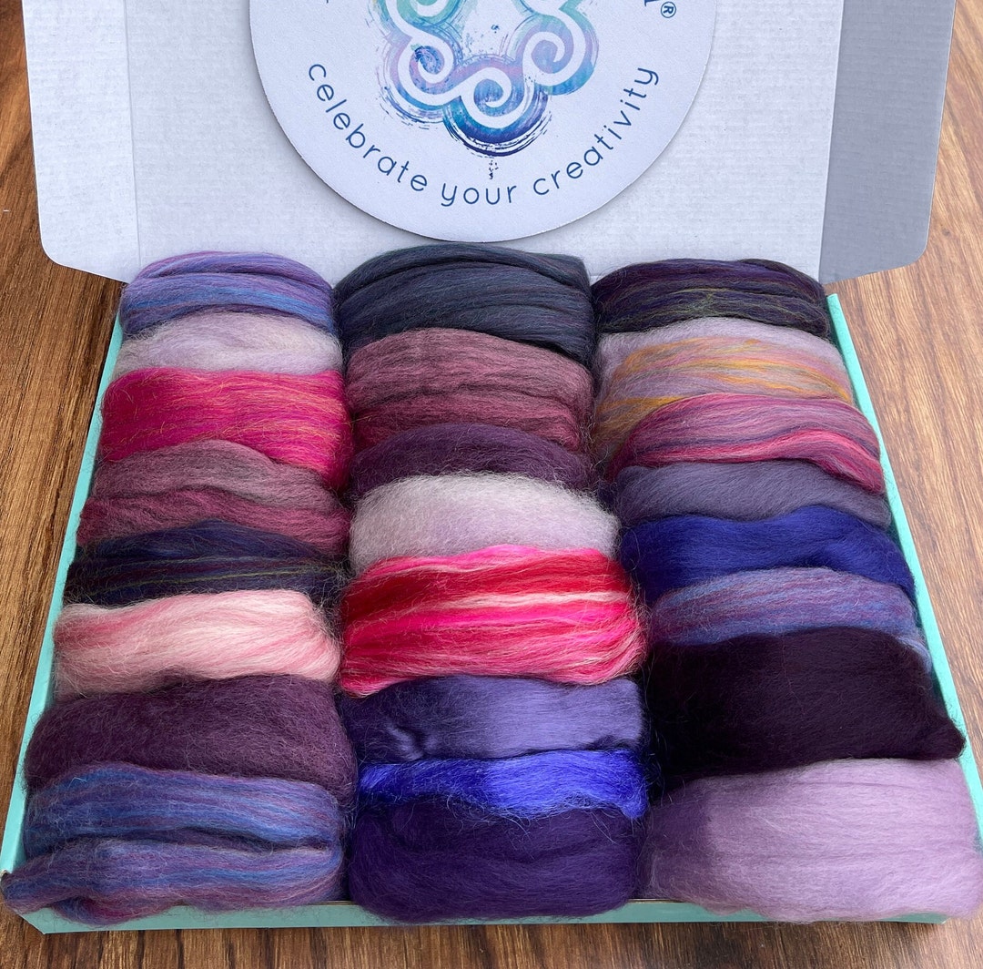 COMBED TOP Roving Mixed Fiber Color Bomb. Merino Silk Bamboo BFL for ...
