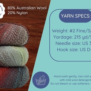 Wool Yarn for Crochet, Knitting, Weaving. Multi Colored Sport Weight ...