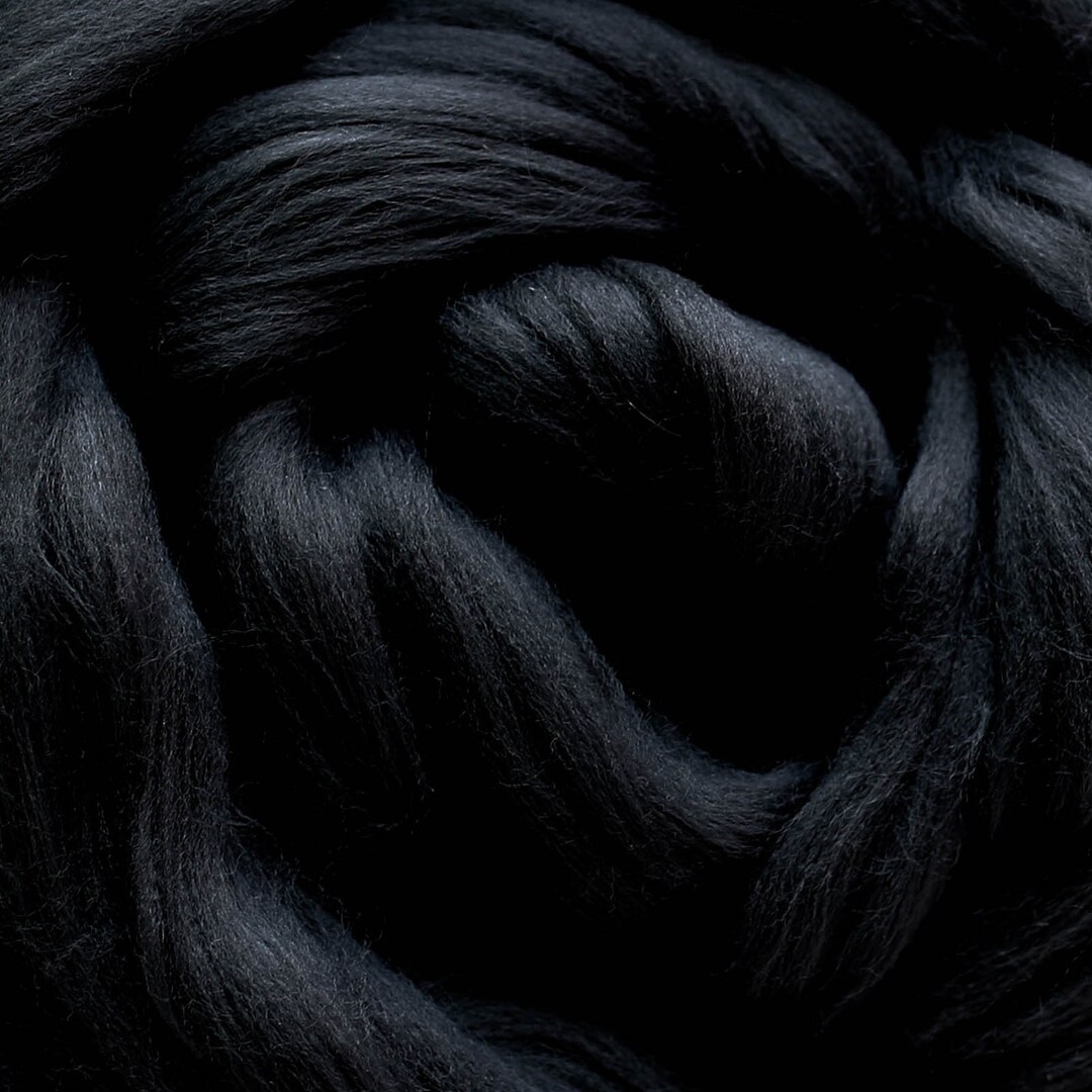 2oz Tussah Silk Fiber: Premium Grade Glossy Black Combed Top Roving ...