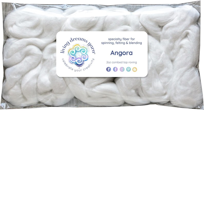 2oz Soft Angora Wool - Luxurious Rabbit Fiber for Spinning, Blending ...