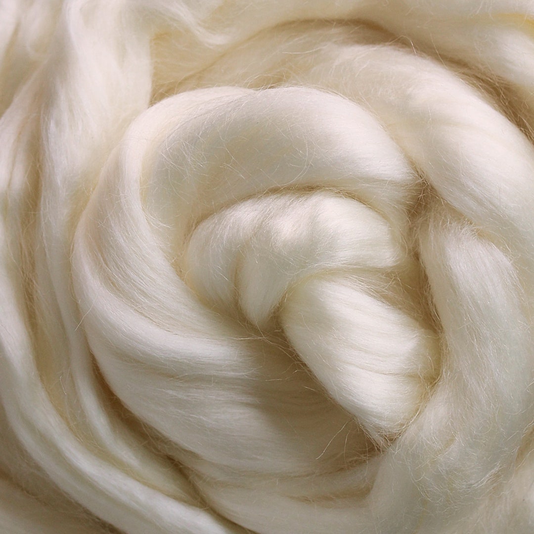 2oz Tussah Silk Fiber: Premium Grade Glossy Bleached White Combed Top ...