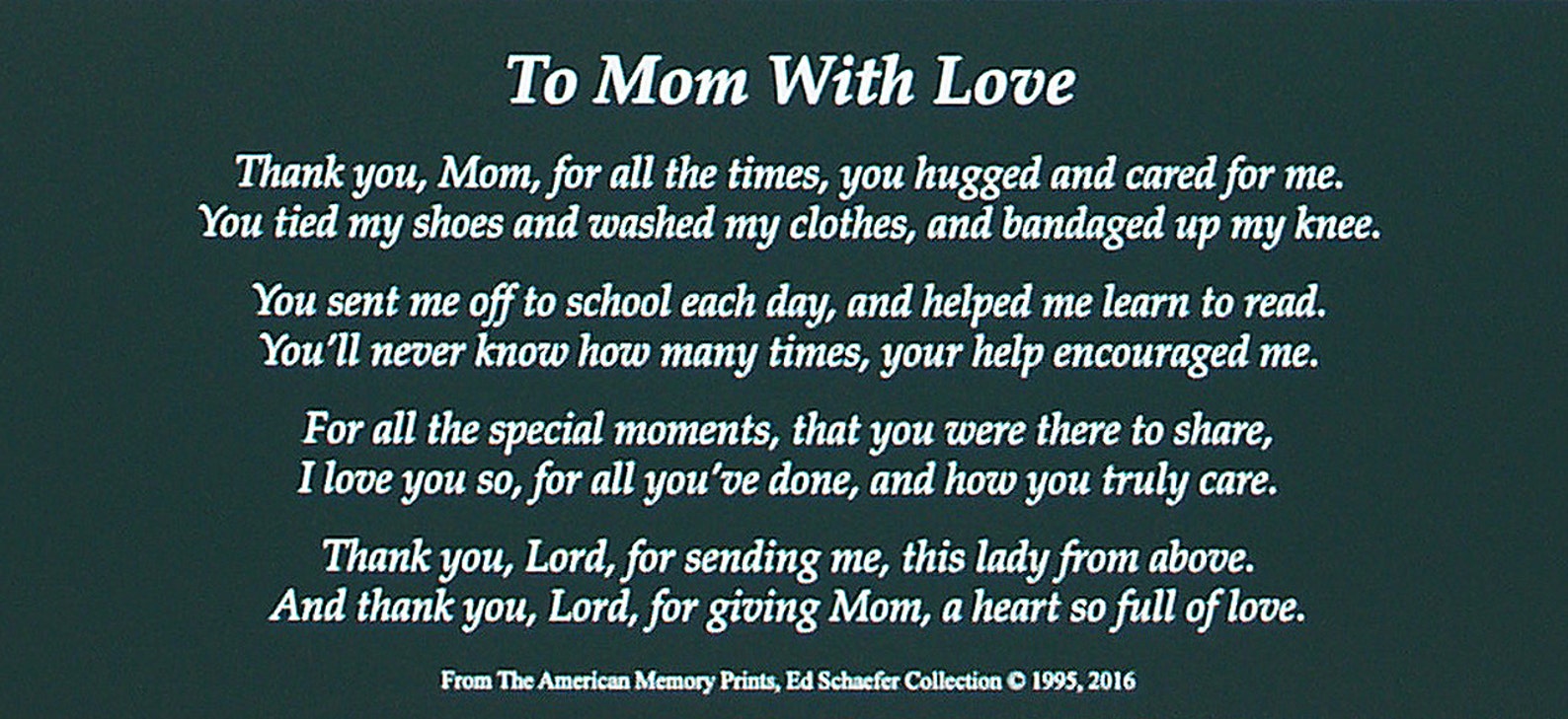 Red Roses With Poem to Mom With Love Great Gift for Mom, Mother's Day ...