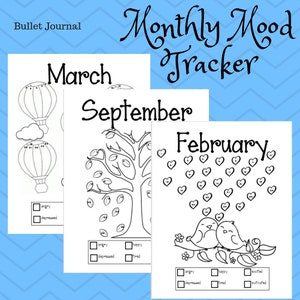Monthly Mood Tracker Planner Printables Bullet Journal Mood - Etsy