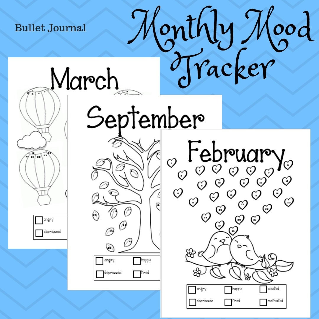 Bullet Journal Monthly Mood Tracker - Etsy