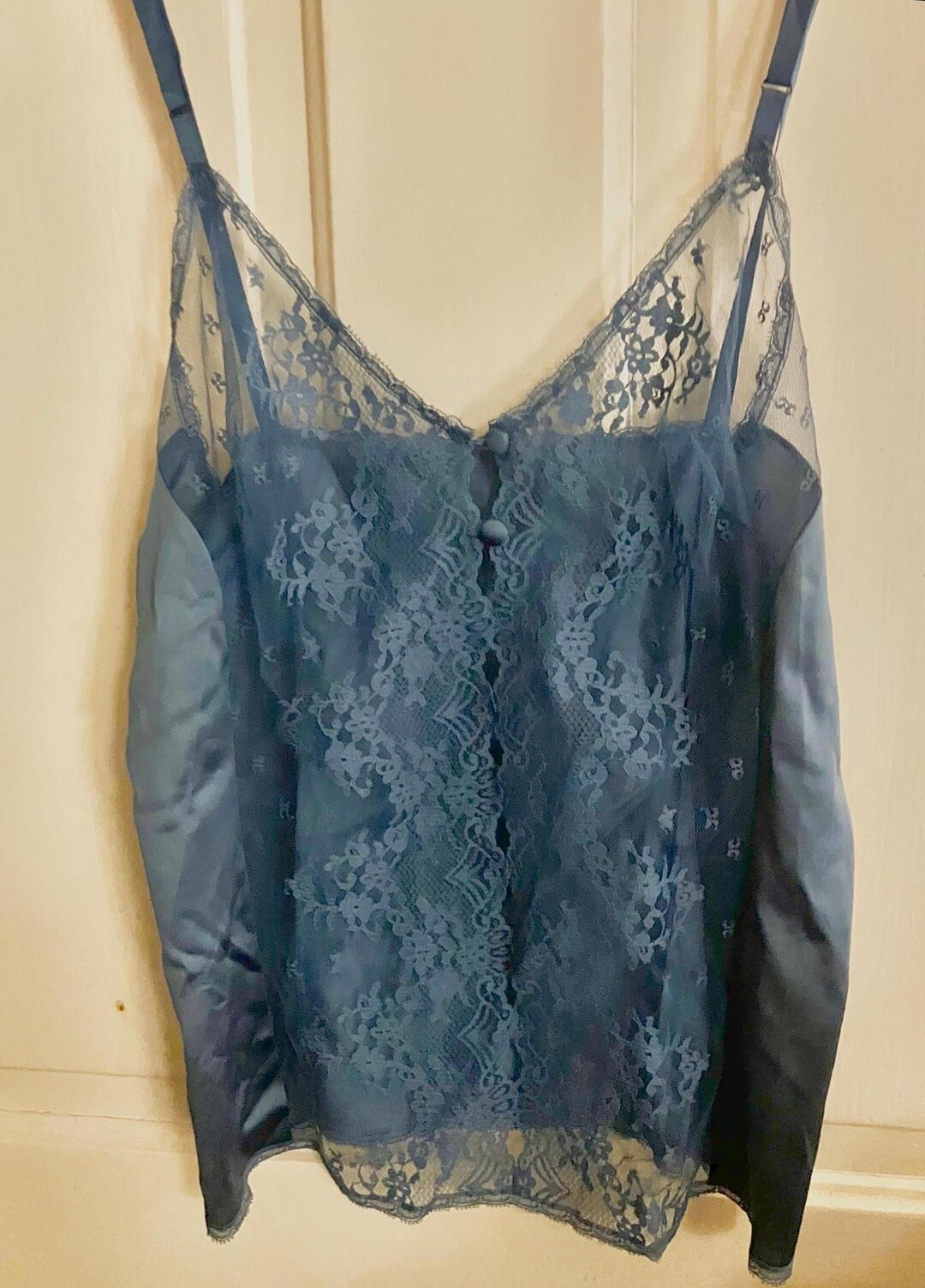 Vintage Blue Lace Cami Camisole USA Vanity Fair Size 36 - Etsy