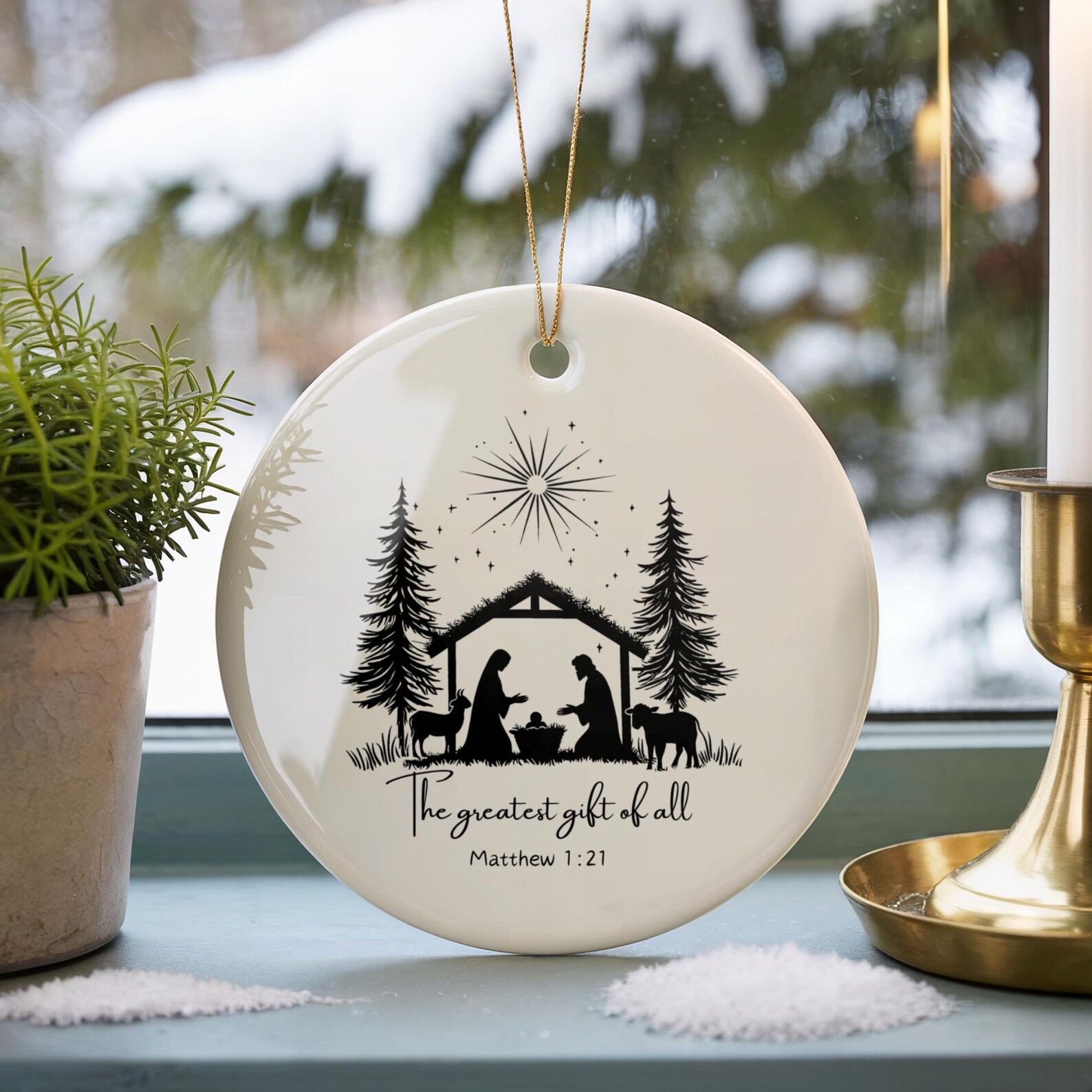 HOLY STAR Nativity Christmas Ornament Religious Holiday Decor ...