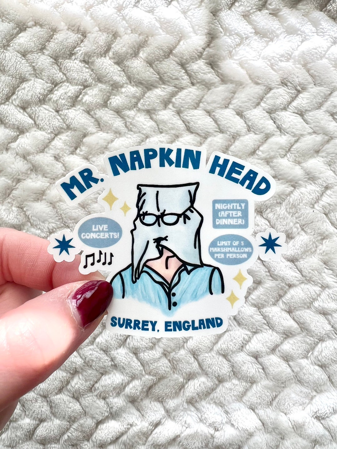 Mr. Napkin Head Concert Sticker Water Bottle Laptop Planner Sticker ...