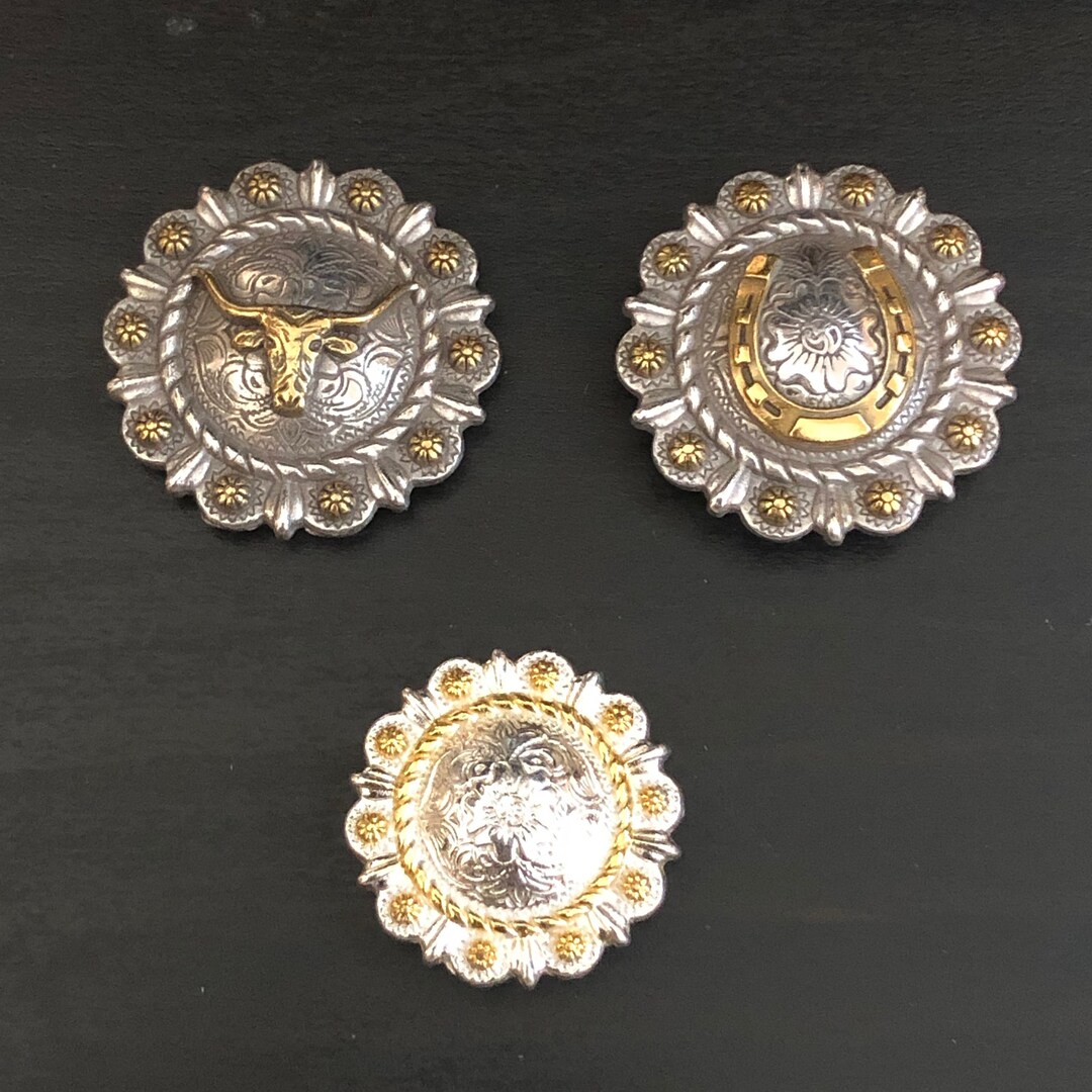 Roped Berry Screw Back Conchos - Roped Berry Steerhead, Roped Berry ...