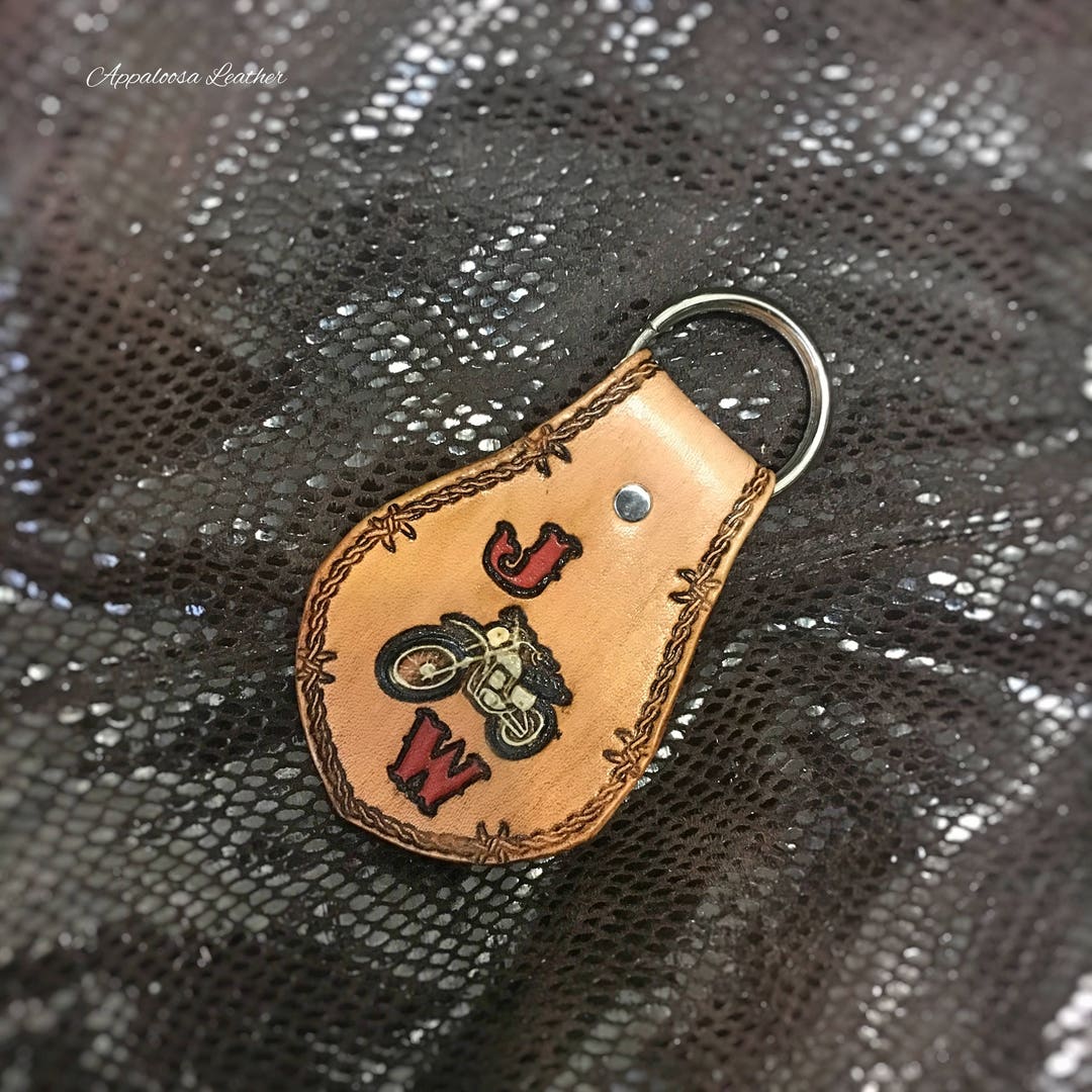 Motorcycle Custom Leather Keychain - Etsy Canada