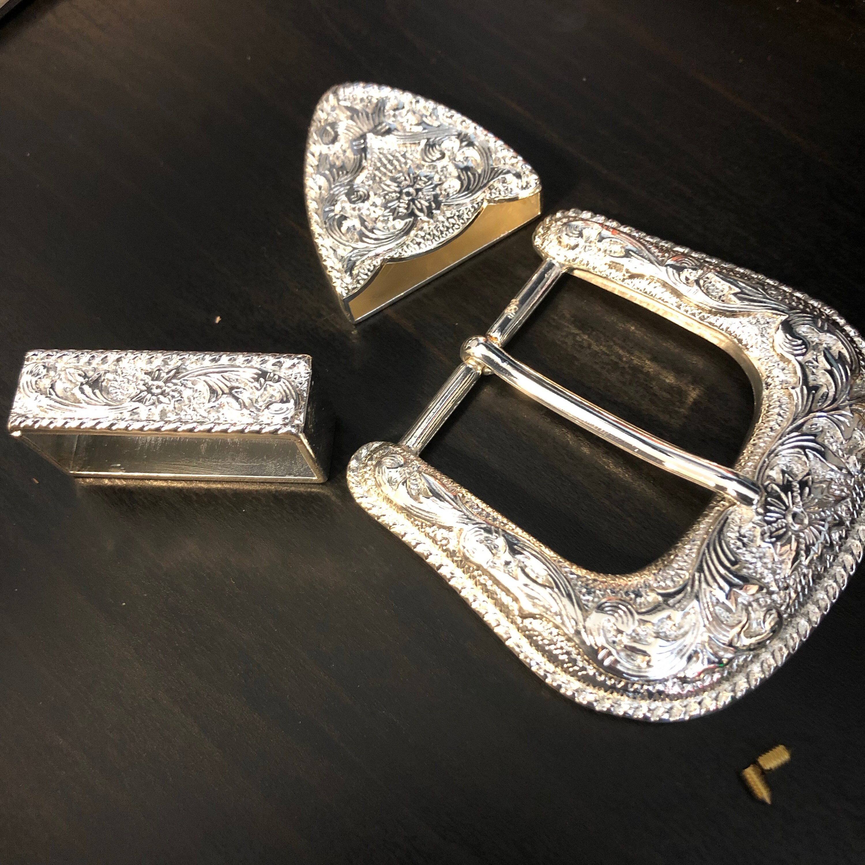 Silver Floral & Rope Edge Belt Buckle Set 1-1/2" (38 Mm) - Etsy