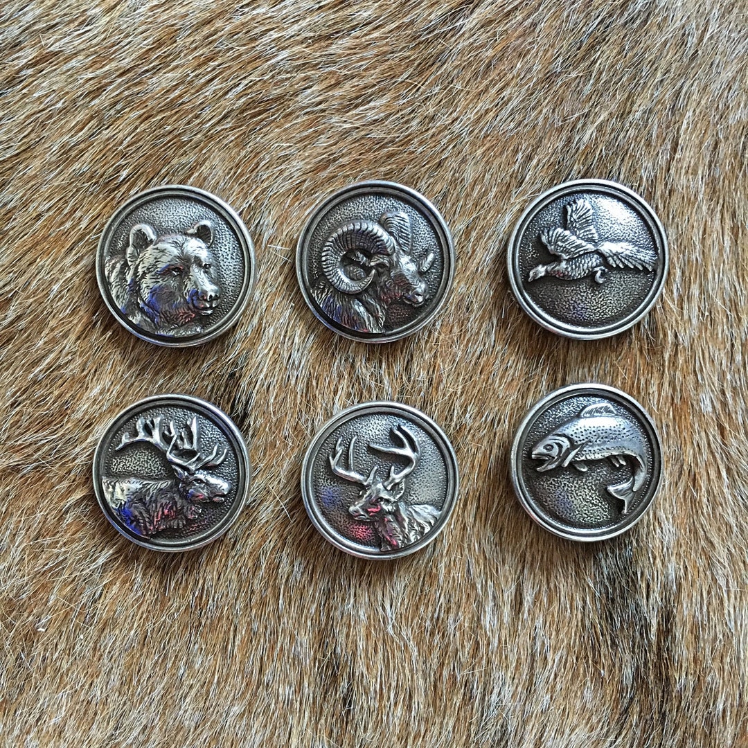 Wildlife Screw in Concho - Deer, Elk, Bear, Salmon (fish), Ram ...
