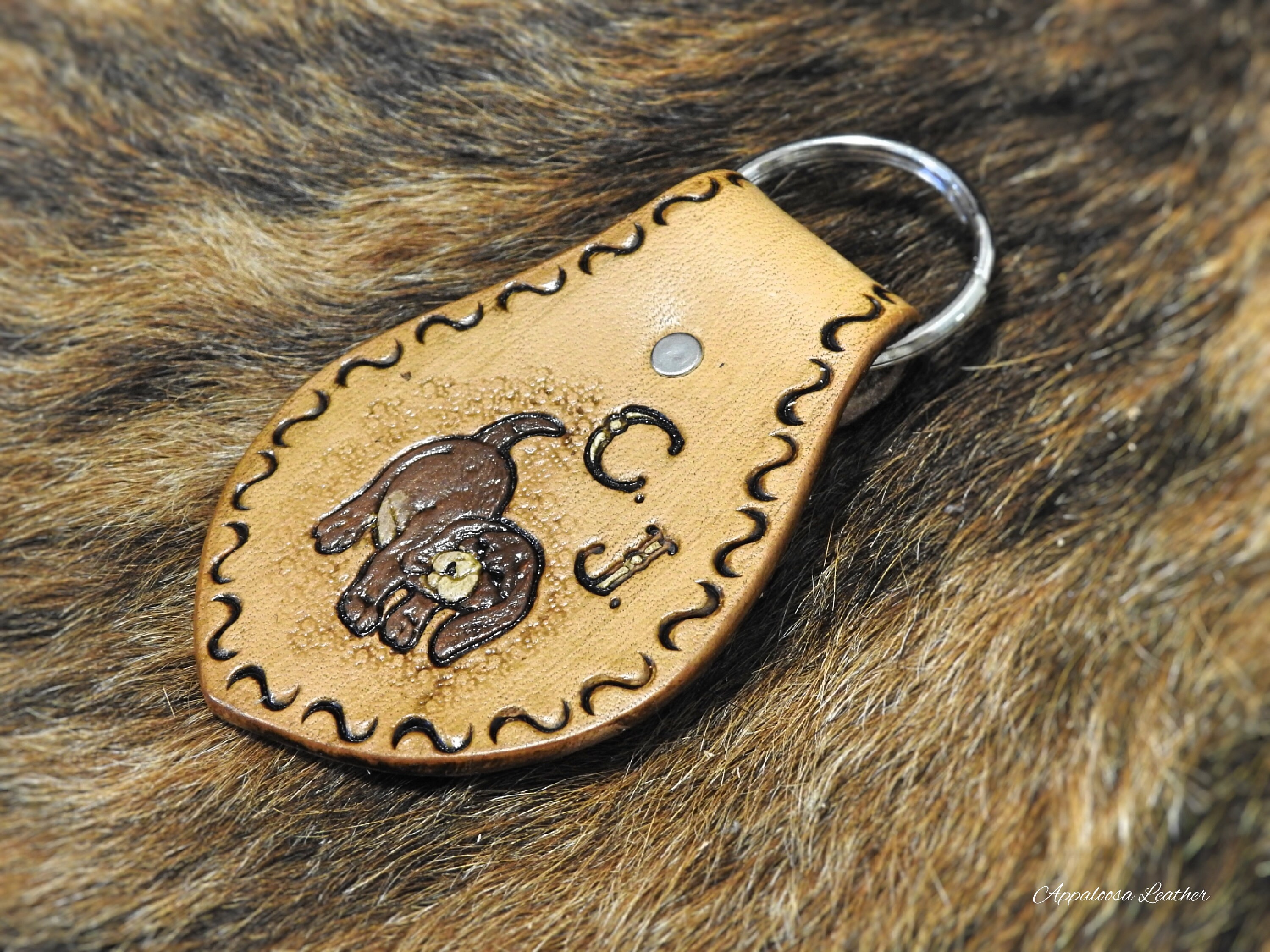 Custom Cute Puppy Leather Key Fob With Initials - Etsy Canada