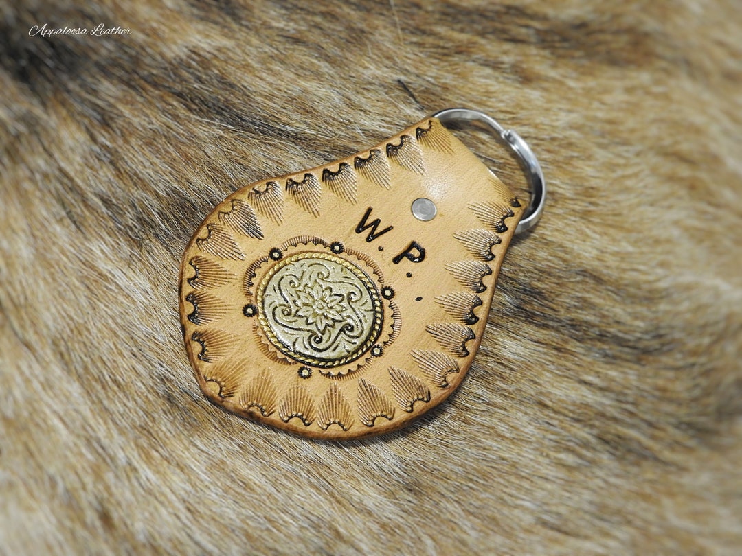 Custom Leather Western Concho Key Fob - Etsy