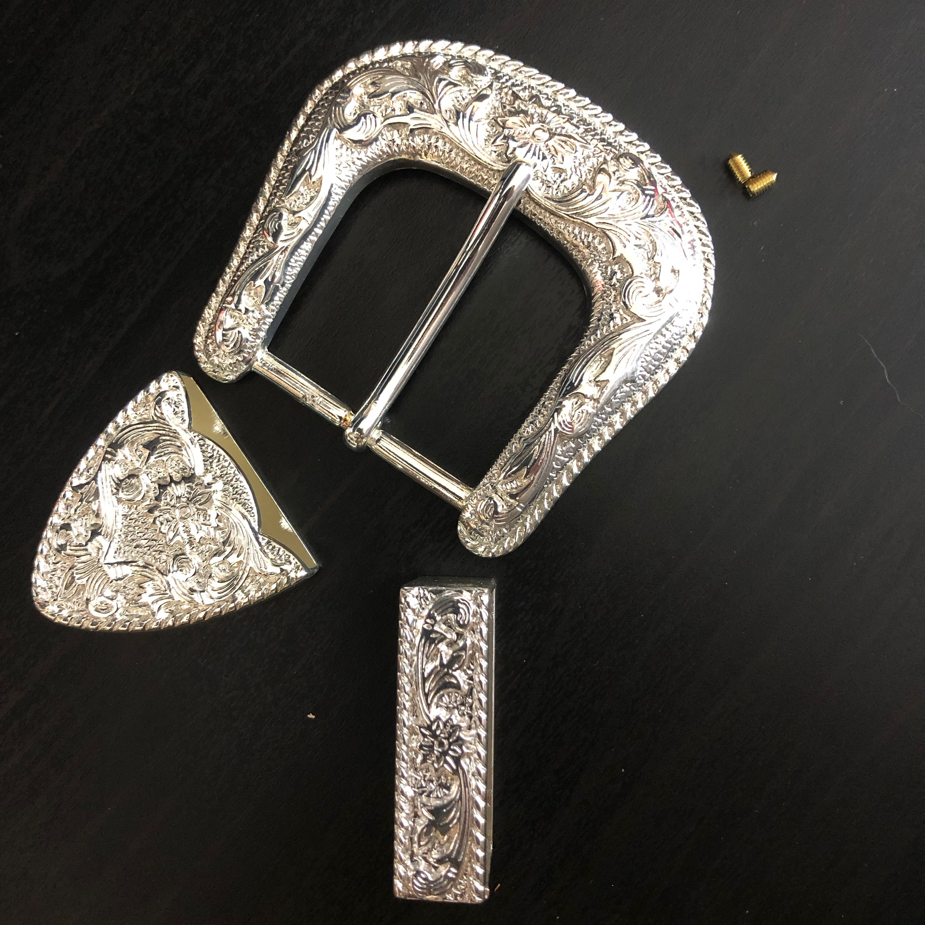 Silver Floral & Rope Edge Belt Buckle Set 1-1/2" (38 Mm) - Etsy