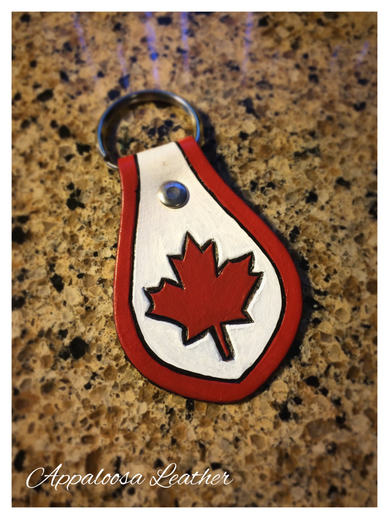 Canadian Flag Inspired Maple Leaf Leather Keychain - Etsy Canada